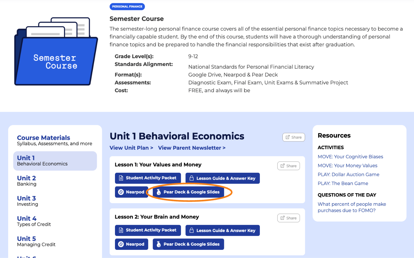 Pear Decks Available on NGPF Website - Blog